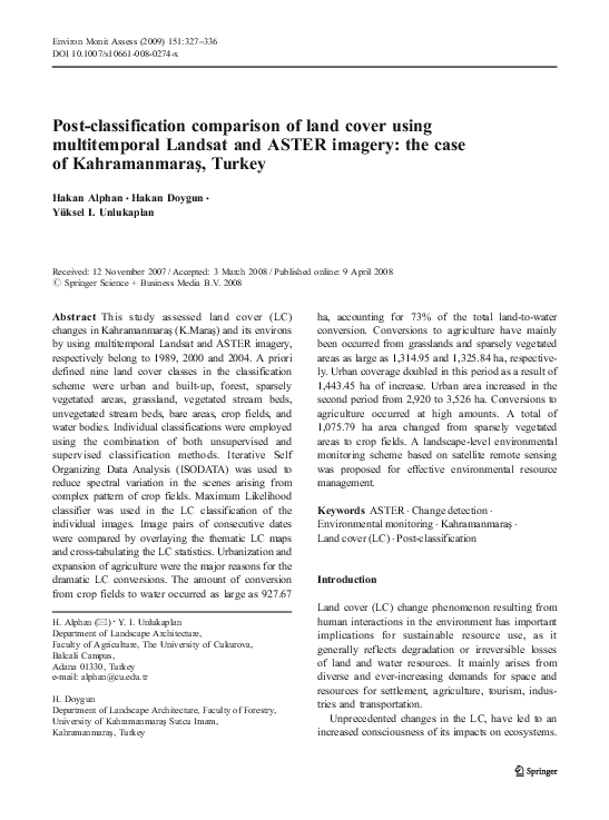 (PDF) Post-classification comparison of land cover using multitemporal ...