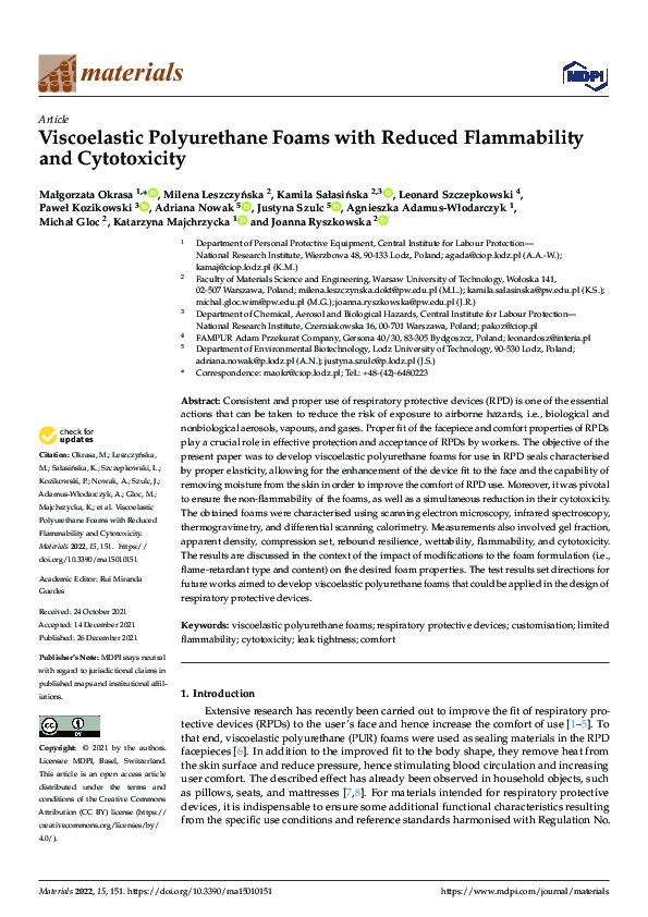 (PDF) Viscoelastic Polyurethane Foams with Reduced Flammability and ...