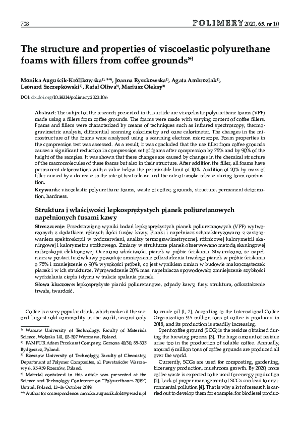 (PDF) The structure and properties of viscoelastic polyurethane foams ...