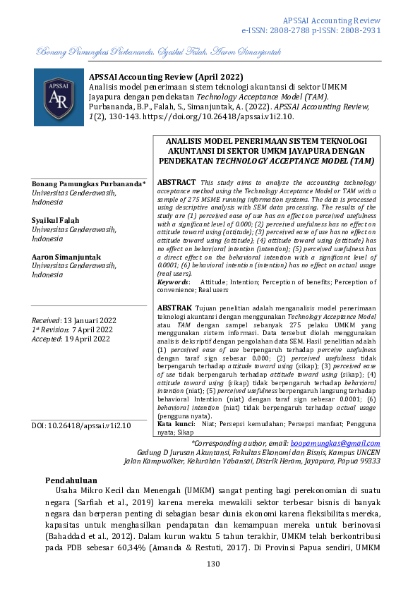 (PDF) Analisis Model Penerimaan Sistem Teknologi Akuntansi Disektor ...