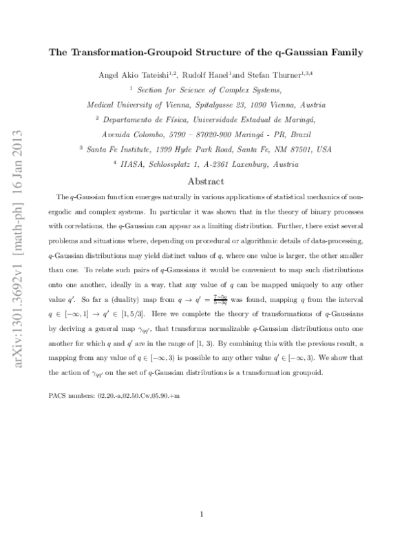 (PDF) The transformation groupoid structure of the q-Gaussian family
