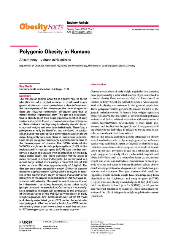 (PDF) Polygenic Obesity in Humans