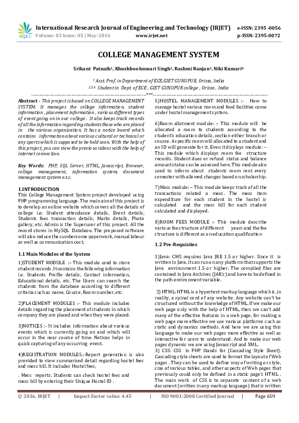 (PDF) College Management System