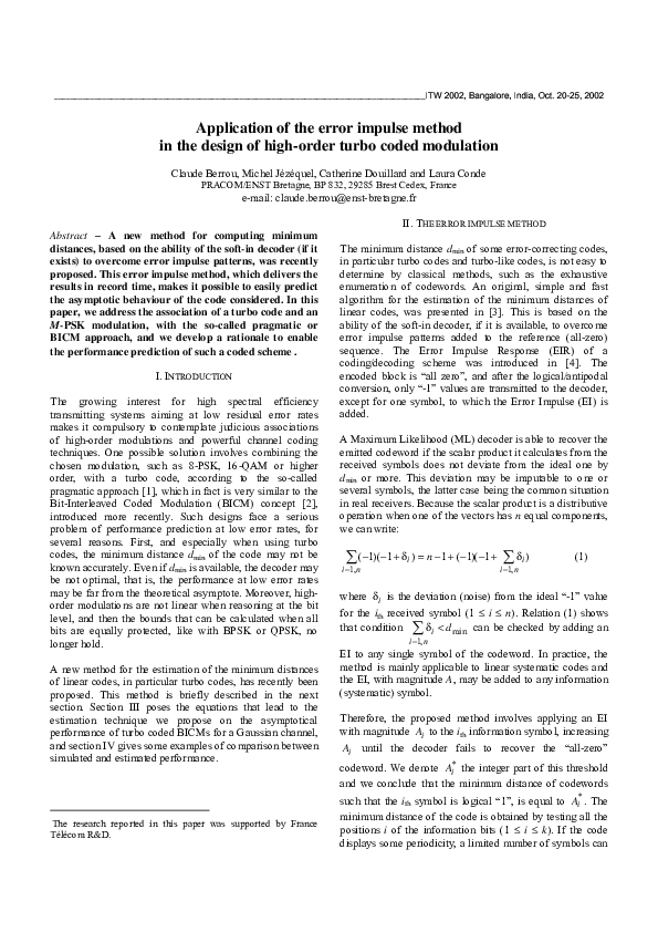 Pdf Application Of The Error Impulse Method In The Design Of High