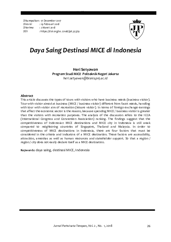 (PDF) Daya Saing Destinasi MICE di Indonesia