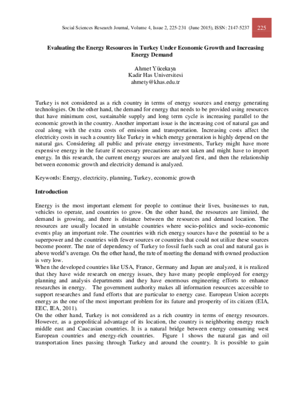 (PDF) Evaluating the Electricity Supply in Turkey Under Economic Growth ...