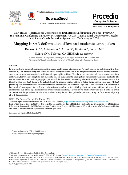 (PDF) Mapping InSAR deformation of low and moderate earthquakes