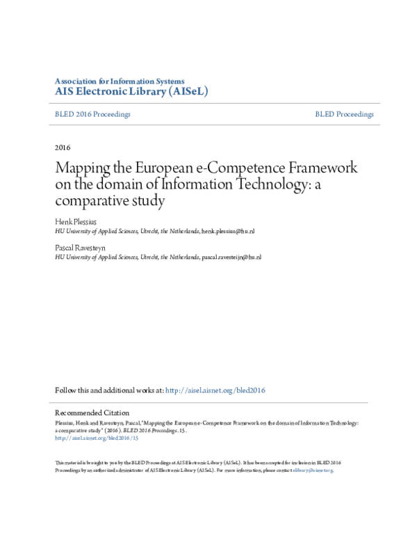 (PDF) Mapping the European e-Competence Framework on the domain of ...