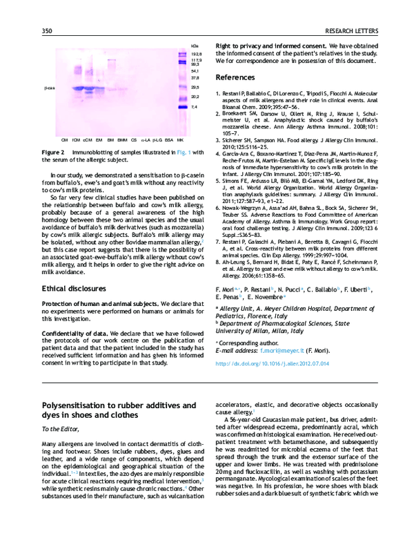(PDF) Polysensitisation to rubber additives and dyes in shoes and clothes
