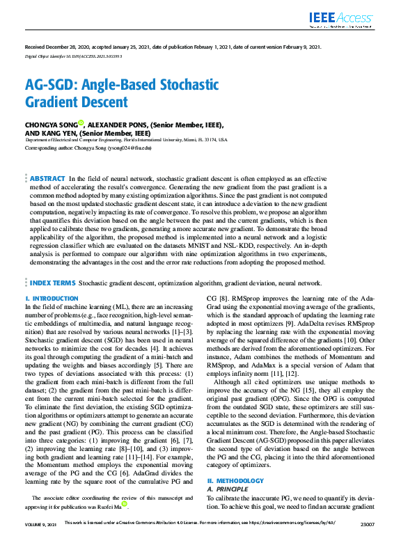 (PDF) AG-SGD: Angle-Based Stochastic Gradient Descent
