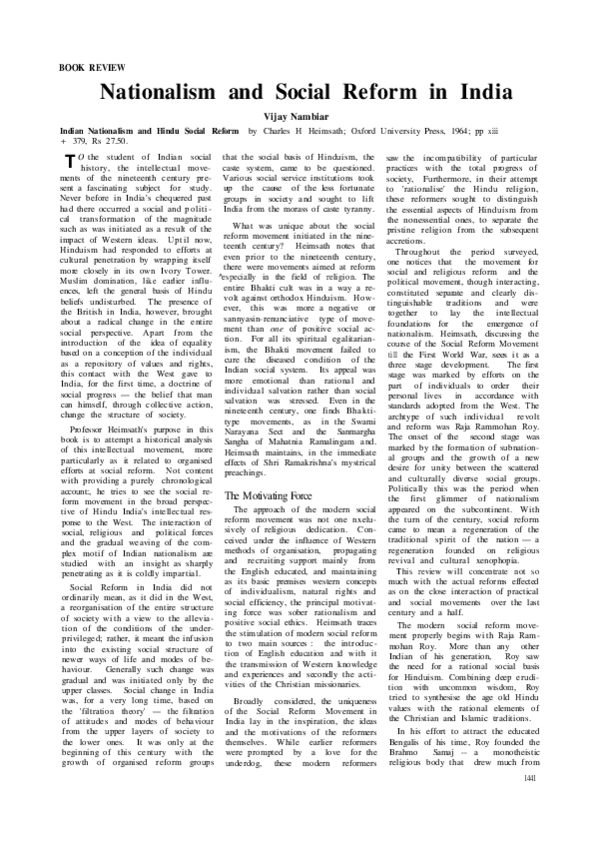 (PDF) Nationalism and social reform in India