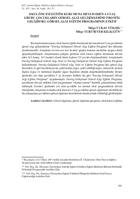 (PDF) The Effect of Frostig Developmental Program for Visual Perception ...