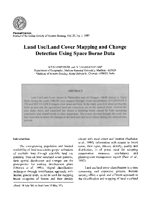 (PDF) Land Use/Land Cover mapping and change detection using space Borne data