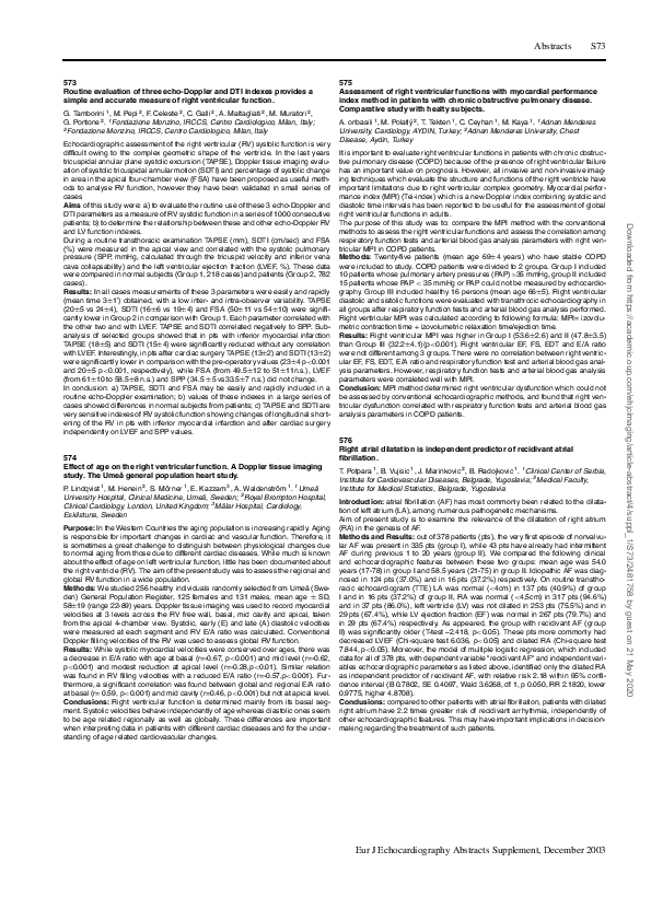 (PDF) 573 Routine evaluation of three echo-Doppler and DTI indexes ...