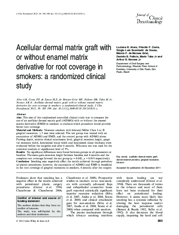 (PDF) Acellular dermal matrix graft with or without enamel matrix ...