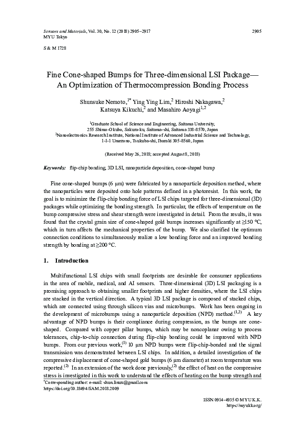 (PDF) Fine Cone-shaped Bumps for Three-dimensional LSI Package—An ...