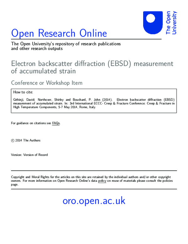 (PDF) Electron backscatter diffraction (EBSD) measurement of accumulated strain | John Bouchard ...
