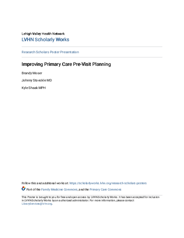 (PDF) Improving Primary Care Pre-Visit Planning