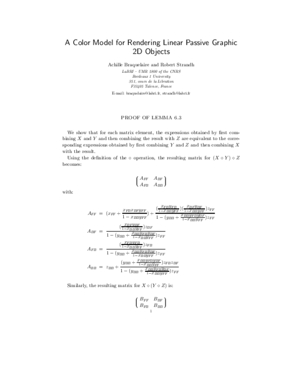 (PDF) A color model for rendering linear passive graphic 2D objects
