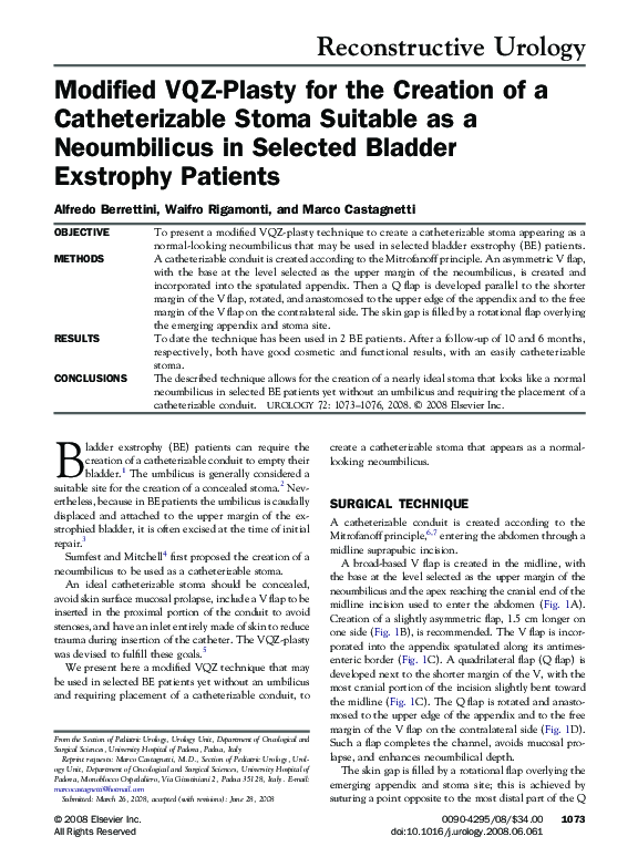(PDF) Modified VQZ-Plasty for the Creation of a Catheterizable Stoma ...