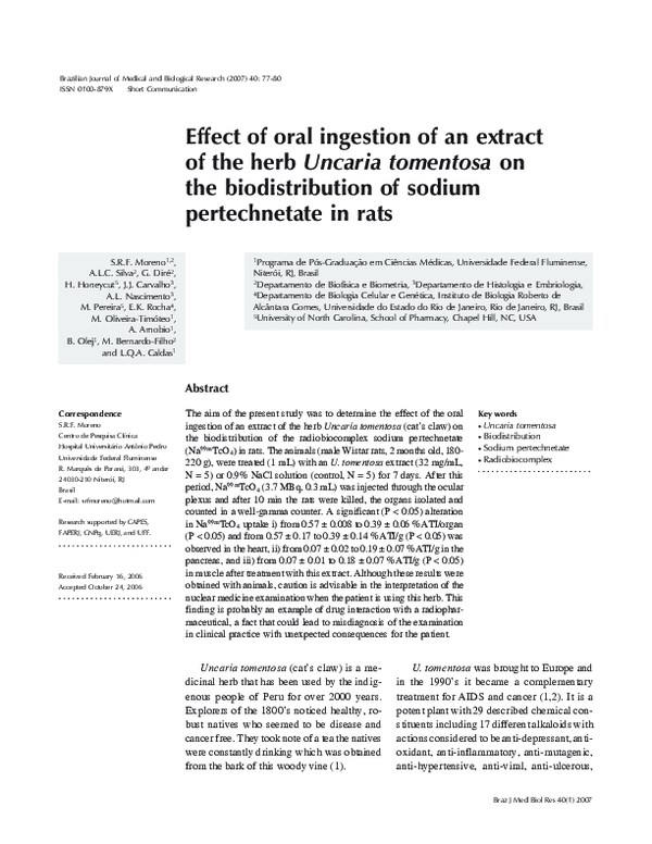 (PDF) Effect of oral ingestion of an extract of the herb Uncaria ...
