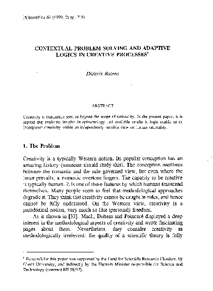 (PDF) Contextual Problem Solving and Adaptive Logics in Creative Processes