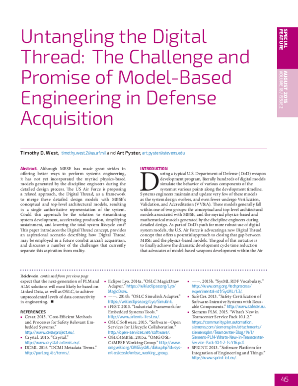 (PDF) Untangling the Digital Thread: The Challenge and Promise of Model ...