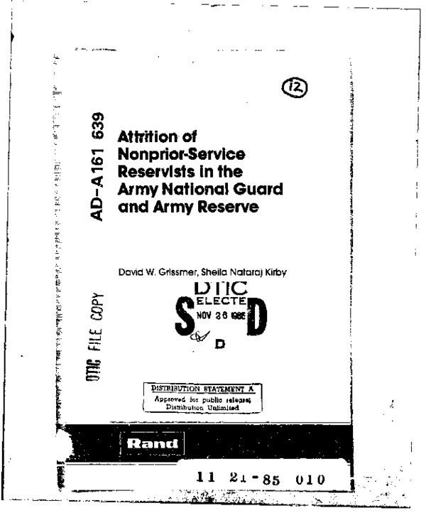 (PDF) Attrition of Nonprior Service Reservists in the Army National ...