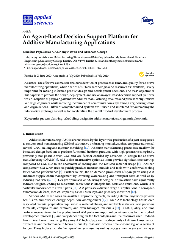 (PDF) An Agent-Based Decision Support Platform for Additive ...