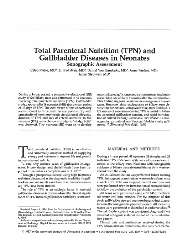 (PDF) Total parenteral nutrition (TPN) and gallbladder diseases in ...
