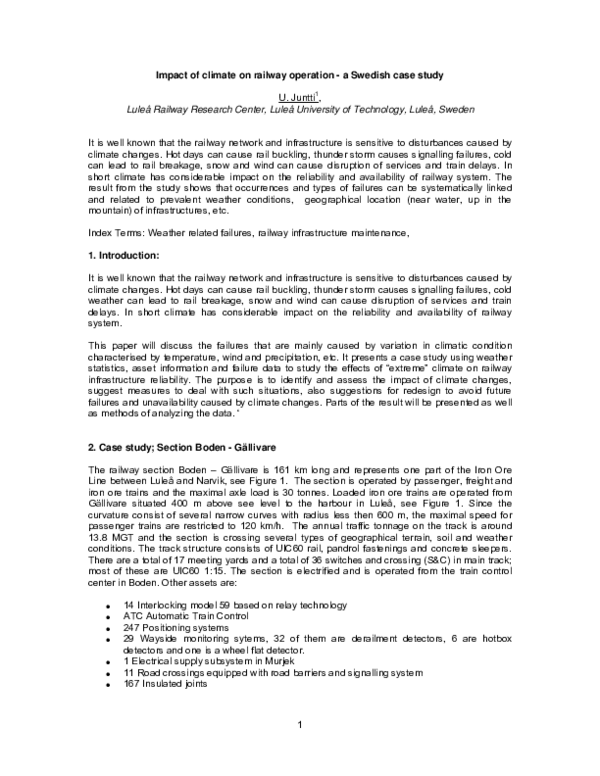 (PDF) Impact of climate on railway operation : a Swedish case study