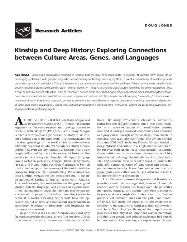 (PDF) Kinship and Deep History: Exploring Connections between Culture ...