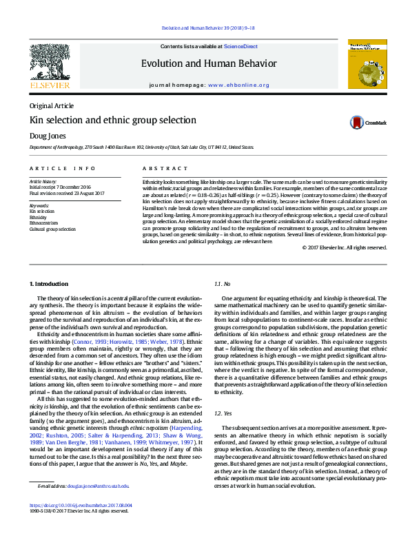 (PDF) Kin selection and ethnic group selection