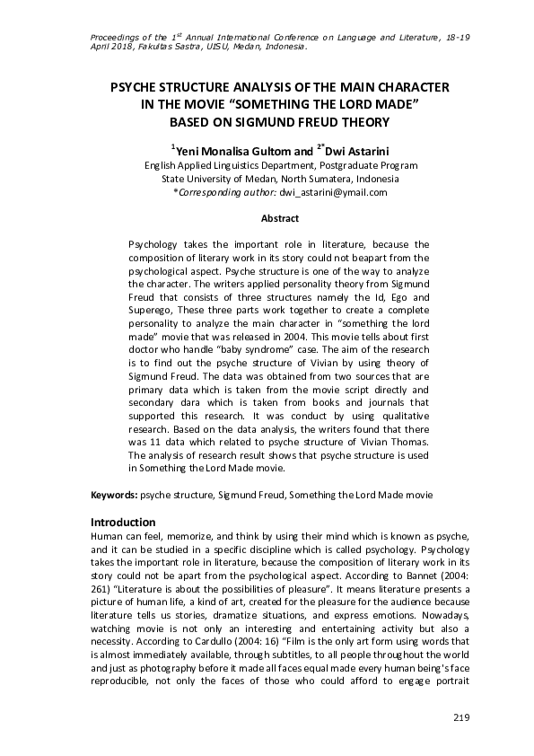 (PDF) Psyche Structure Analysis of the Main Character in the Movie ...