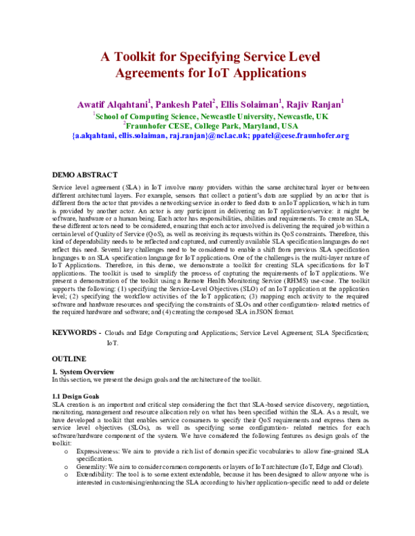 (PDF) Demonstration Abstract: A Toolkit for Specifying Service Level ... (PDF) Demonstration Abstract: A Toolkit for Specifying Service Level ...