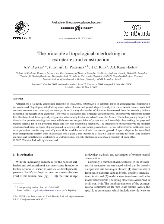 (PDF) The principle of topological interlocking in extraterrestrial ...