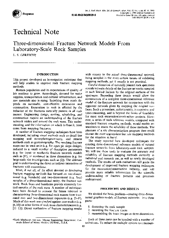 Pdf Three Dimensional Fracture Network Models From Laboratory Scale