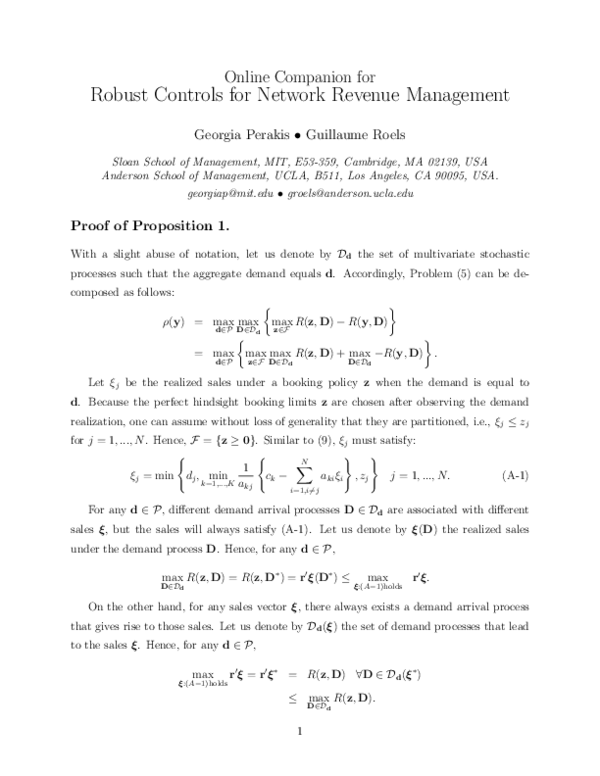 (PDF) Companion for Robust Controls for Network Revenue Management