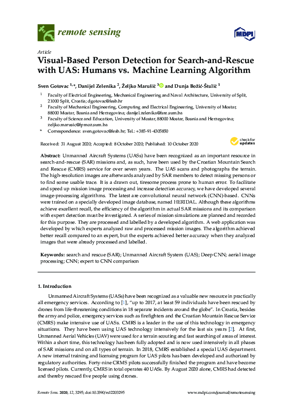 (PDF) Visual-Based Person Detection for Search-and-Rescue with UAS ...