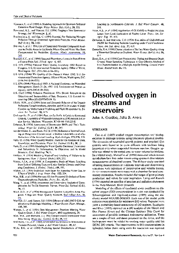 (PDF) Dissolved Oxygen in Streams and Reservoirs