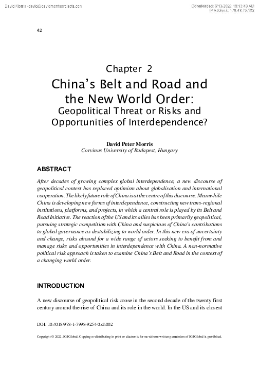 (PDF) China's Belt and Road and the New World Order Geopolitical Threat ...