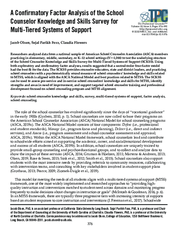 (PDF) A Confirmatory Factor Analysis of the School Counselor Knowledge ...