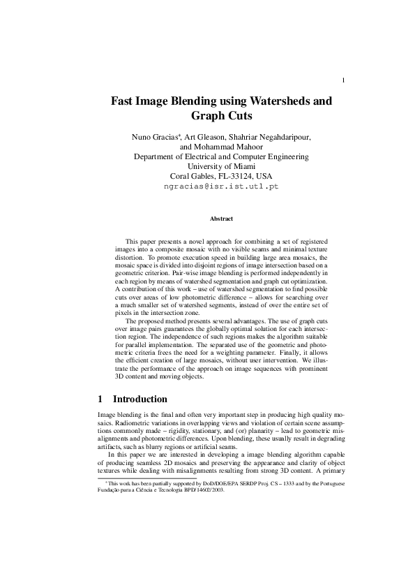 (PDF) Fast image blending using watersheds and graph cuts