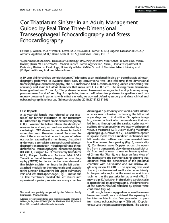 (PDF) Cor Triatriatum Sinister in an Adult: Management Guided by Real ...