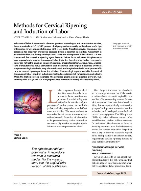 (PDF) Methods for cervical ripening and induction of labor