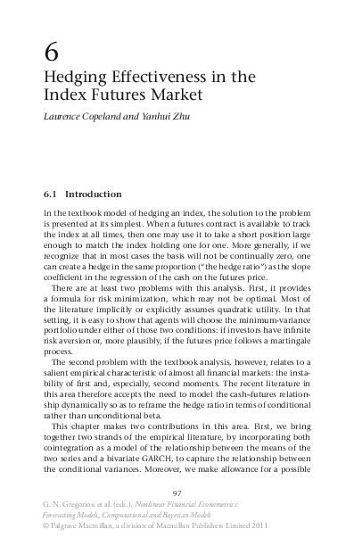 (PDF) Hedging Effectiveness in the Index Futures Market