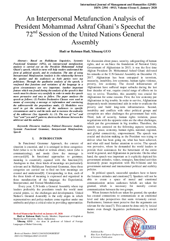 (PDF) An Interpersonal Metafunction Analysis of President Mohammad ...