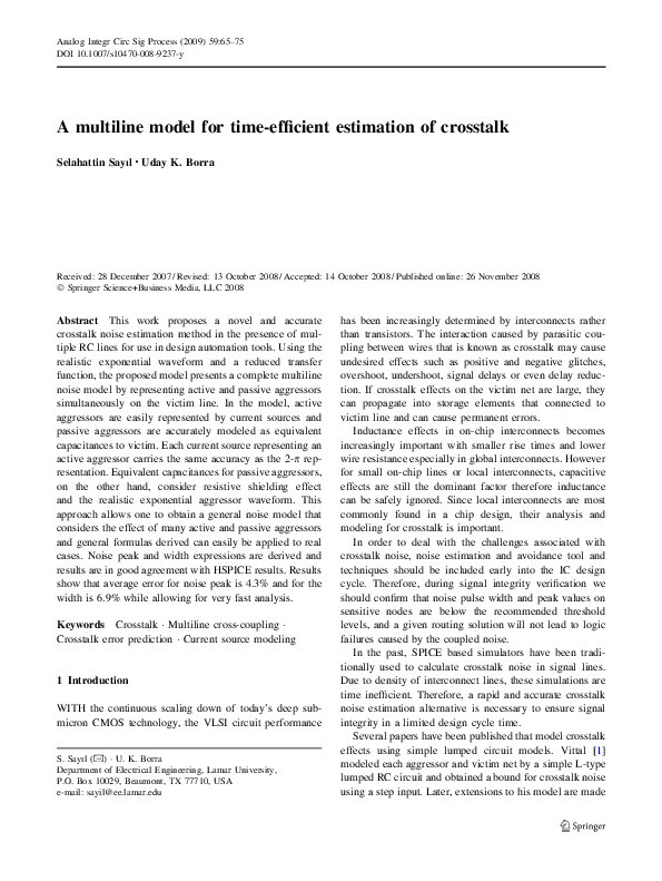 (PDF) A multiline model for time-efficient estimation of crosstalk