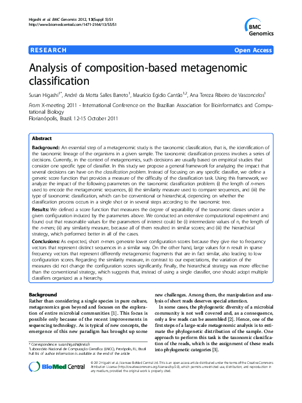 (PDF) Analysis of composition-based metagenomic classification