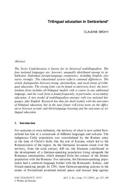(PDF) Trilingual Education in Switzerland
